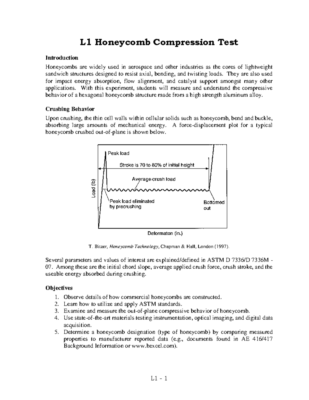 L1 - Honeycomb Compression Test and Rockwell Hardness Methods - Studocu