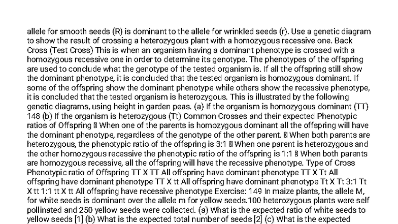 Genetic Crosses and Inheritance Patterns in Biology (IN-53) - Studocu