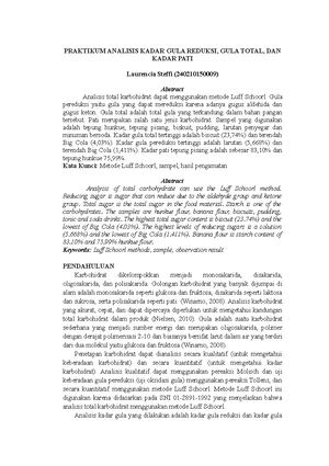 Analisis Kadar Karbohidrat Metode DNS - ANALISIS KADAR KARBOHIDRAT ...