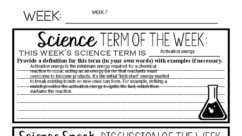 WEEK 7 Science: Understanding Activation Energy and Reactions - Studocu