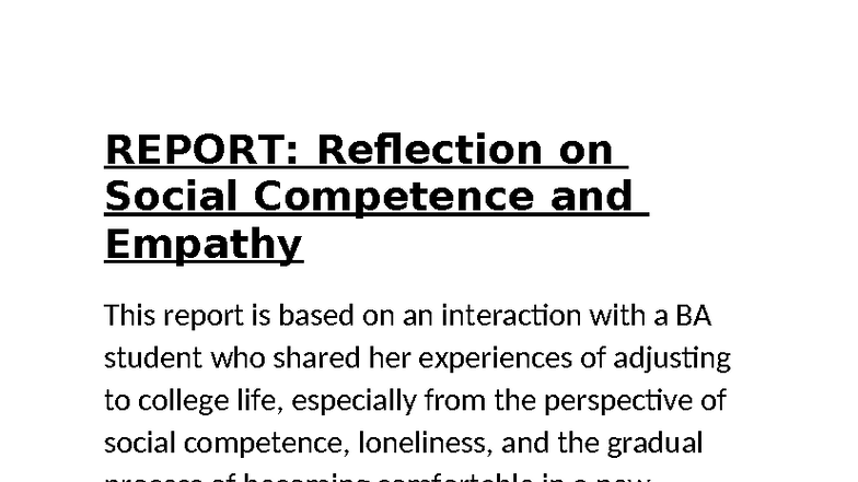 REPORT: Reflection on Social Competence and Empathy in BA Students ...