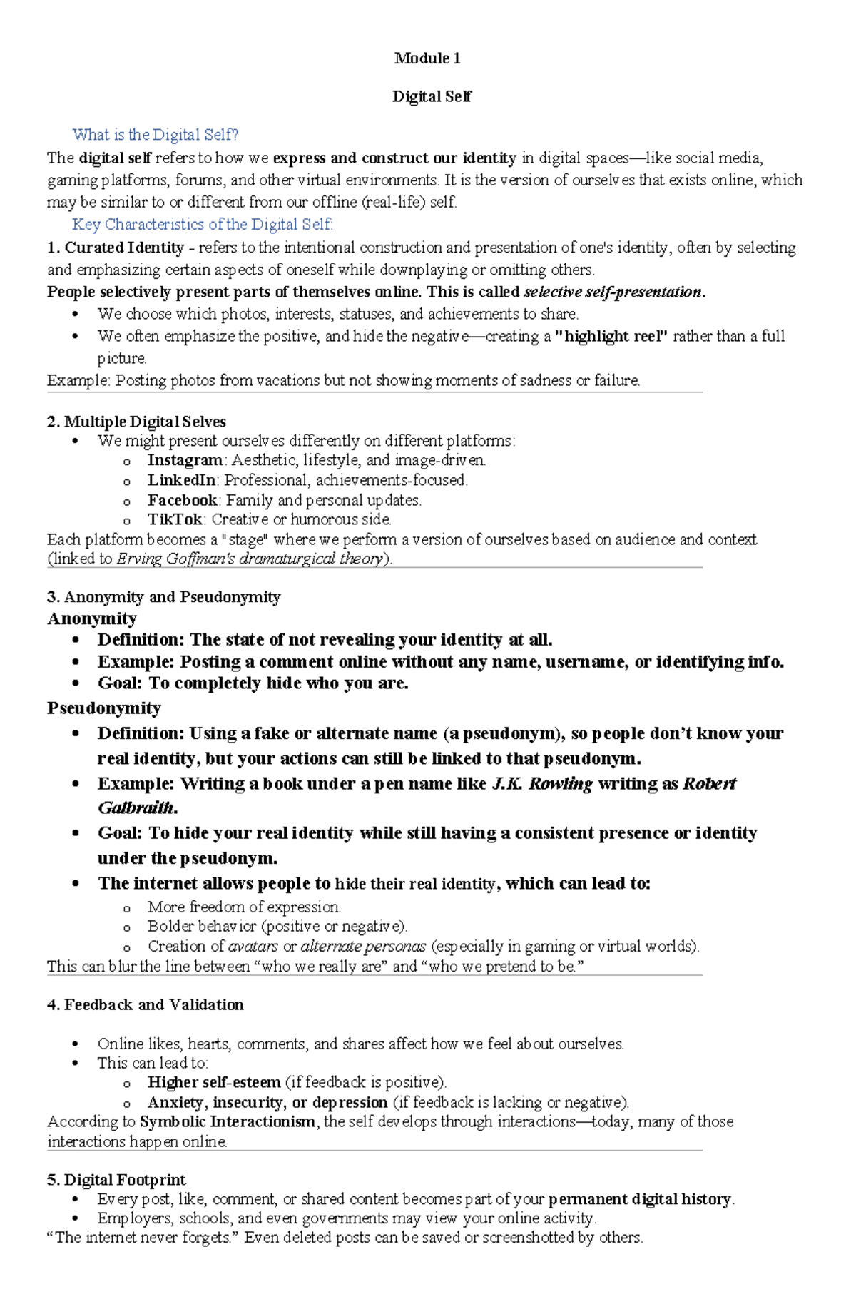 Module 1 Finals UTS: Understanding the Digital Self and Identity - Studocu