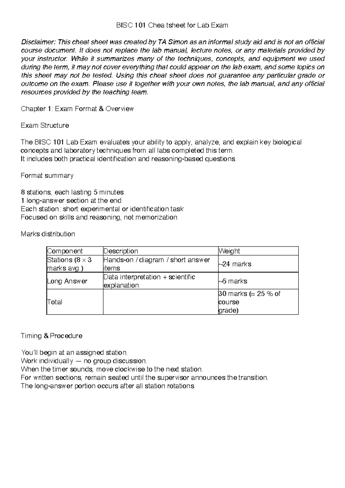 BISC 101 Lab Exam Study Guide: Key Concepts & Techniques - Studocu