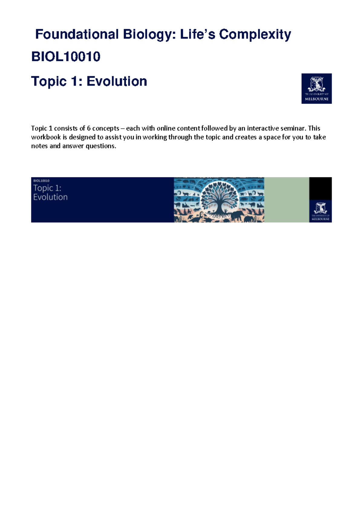 BIOL10010 Final Exam Study Guide: Evolution Concepts and Activities - Studocu