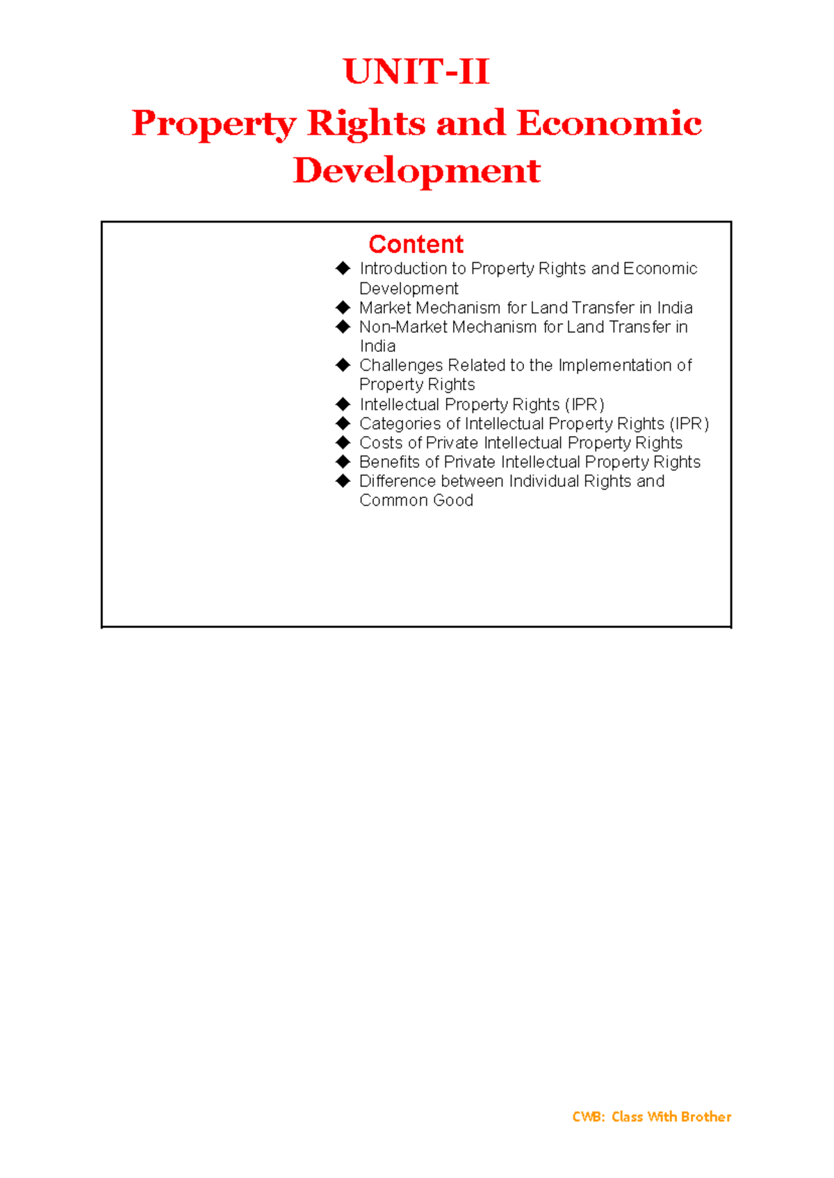 Property Rights and Economic Development: Insights and Challenges (ECO ...
