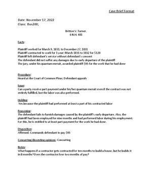 Britton v Turner - Britton v. Turner June 02, 2014 by Charles Fried 1 6 ...