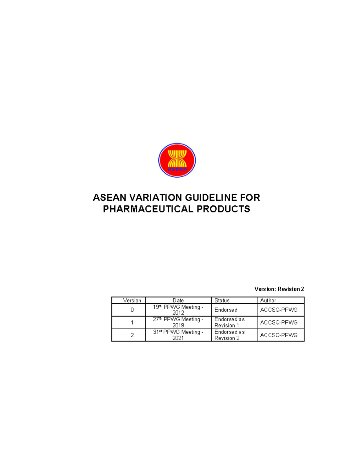 ASEAN Variation Guideline for Pharmaceutical Products (Revision 2 ...