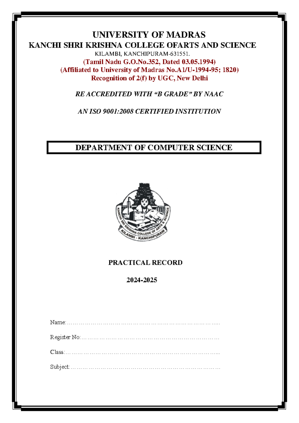 B.Sc Computer Science Practical Record - JAVA Programming Exercises - Studocu
