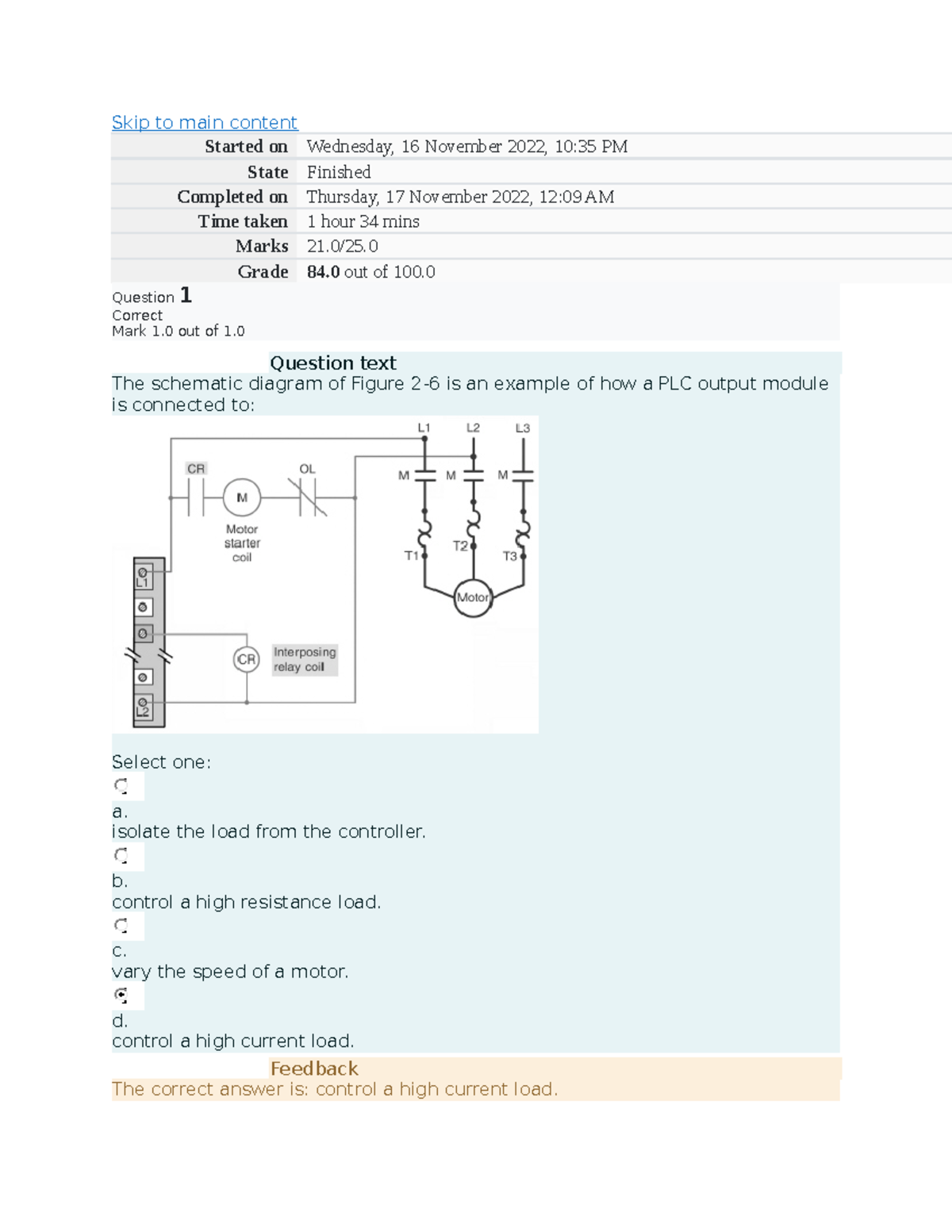 1 - quiz - Skip to main content Started on Wednesday, 16 November 2022 ...