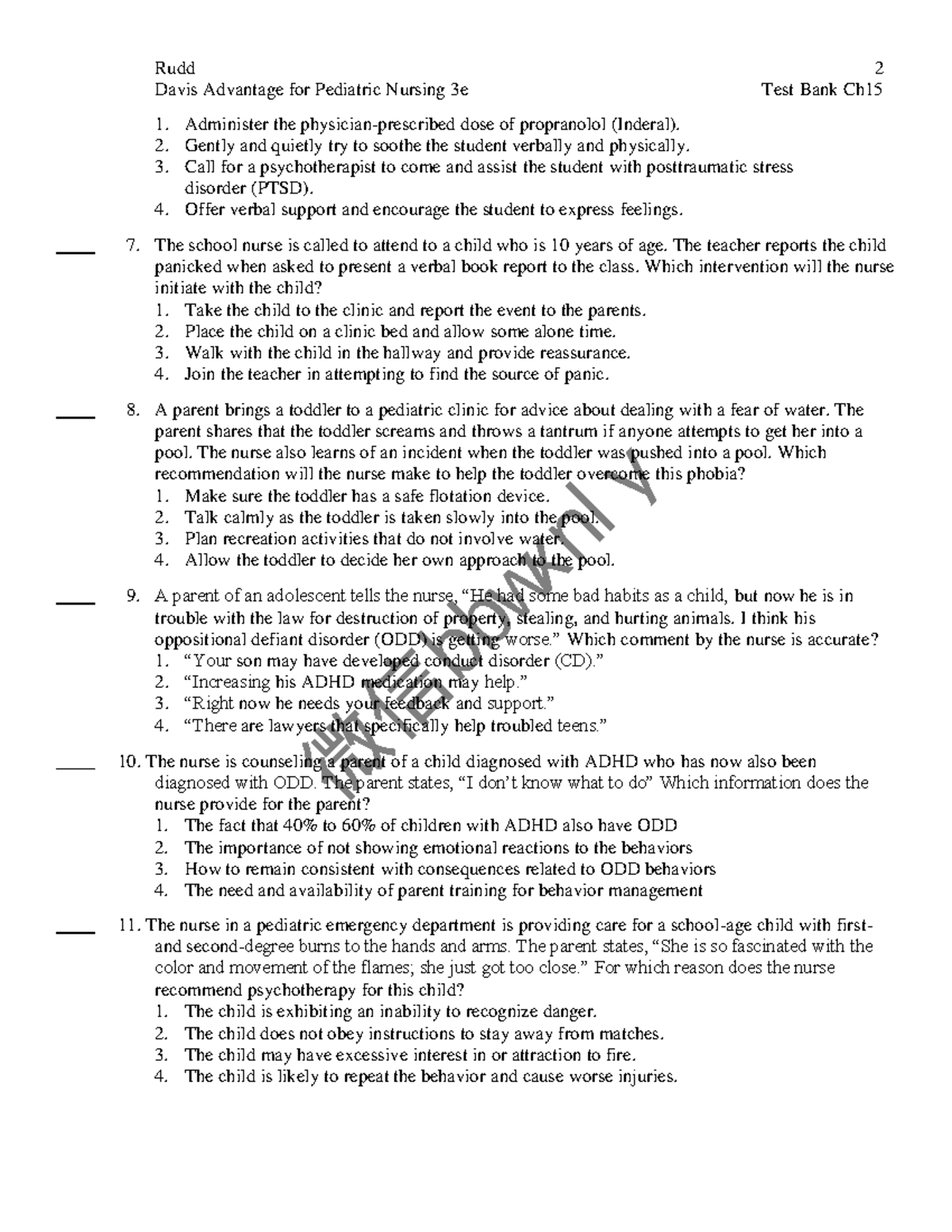 Test bank pediatric nursing critical components of nursing care 3rd ...
