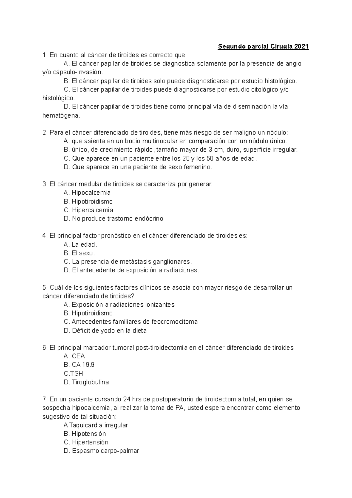 Segundo Parcial de Cirugía 2021: Preguntas y Respuestas - Studocu