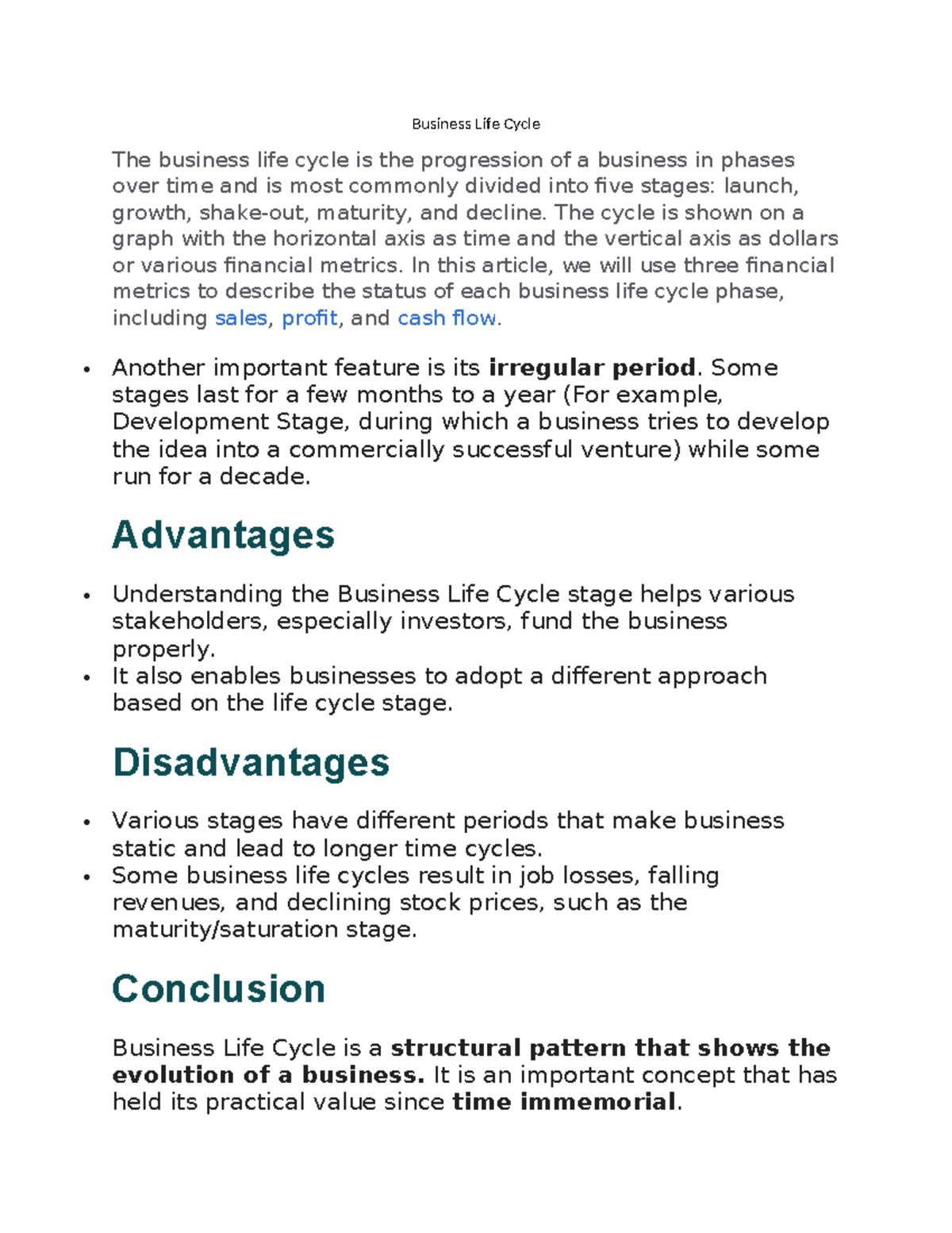 Business Life Cycle info - Business Life Cycle The business life cycle ...