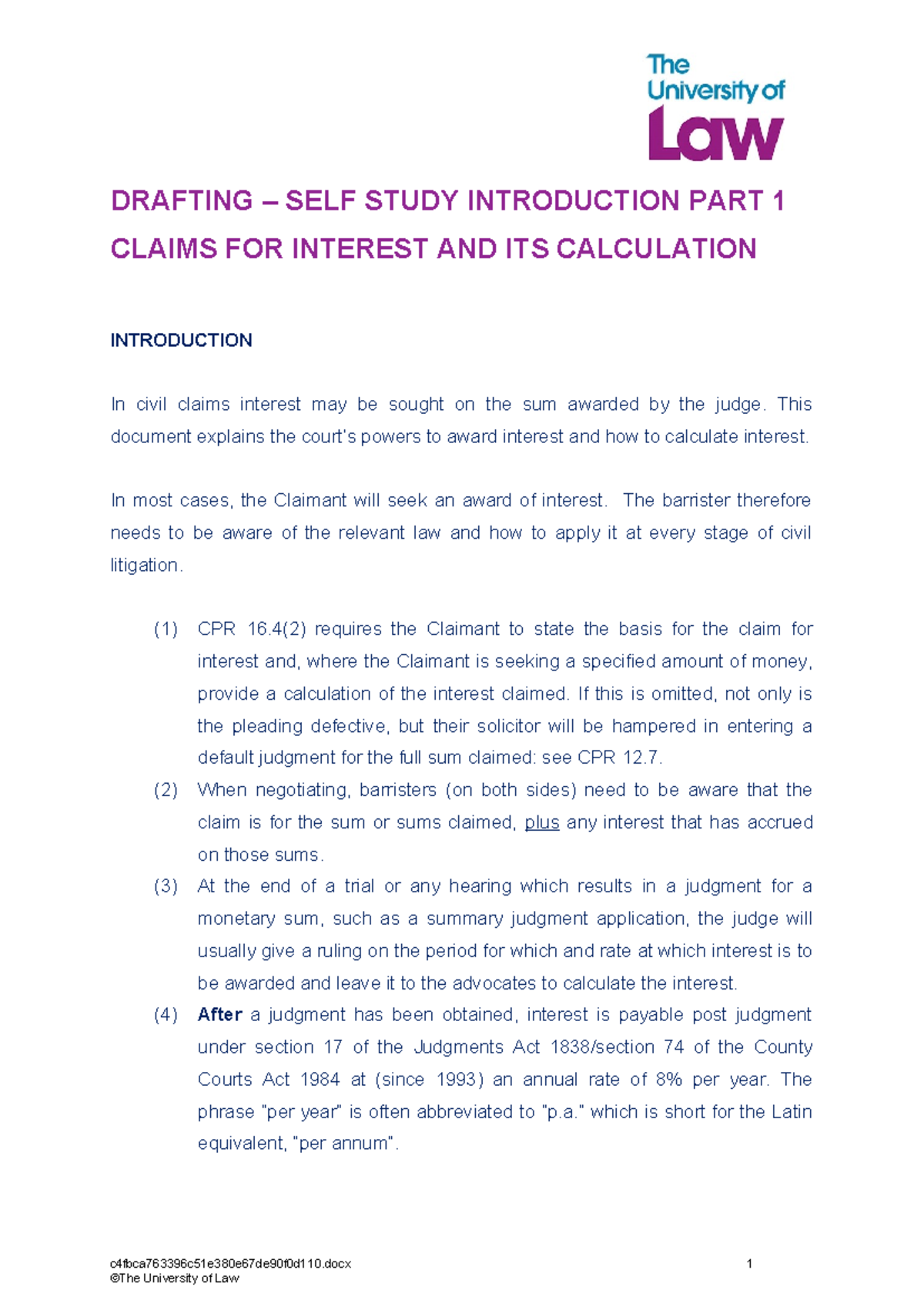 Drafting Interest Claims: A Guide for Civil Litigation (LAW 101) - Studocu