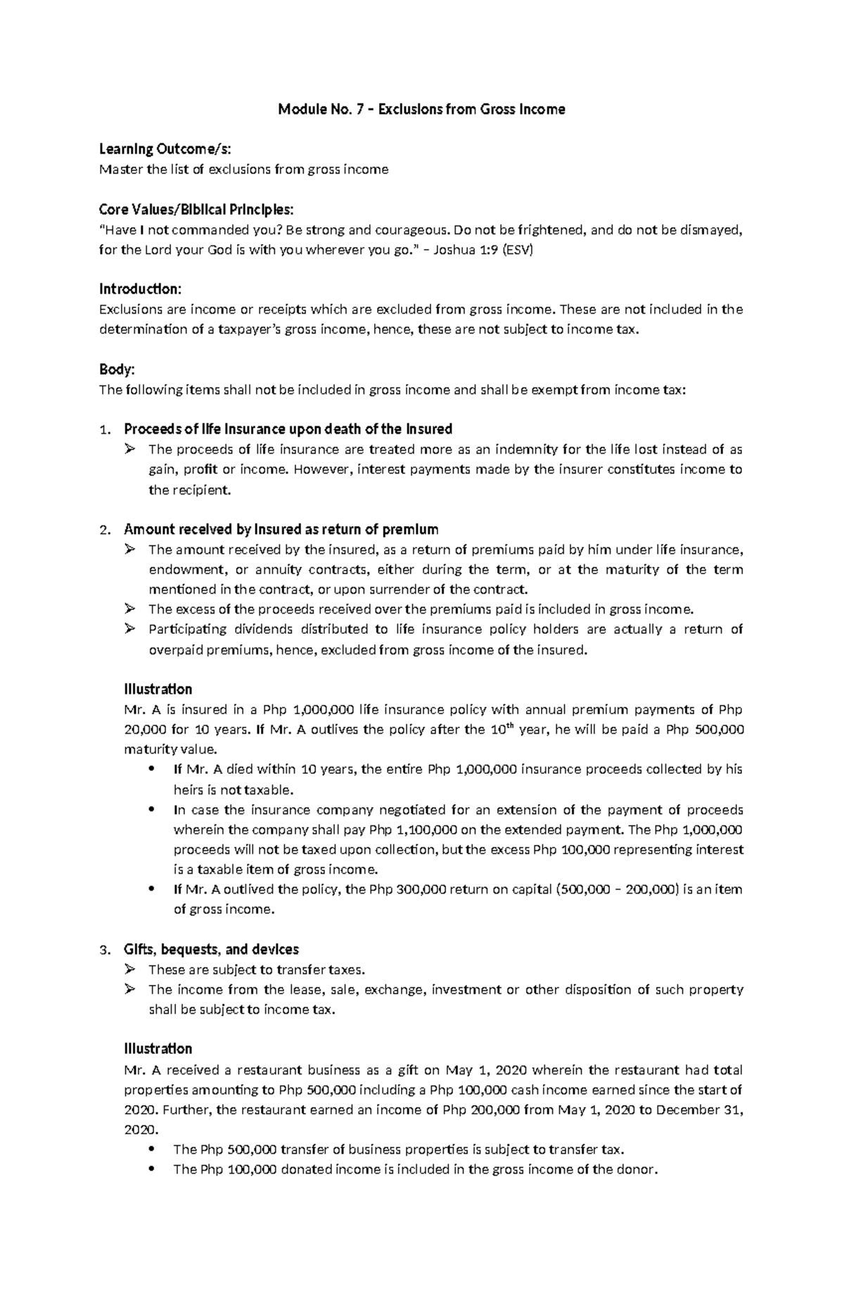 Module 7: Exclusions from Gross Income - Key Concepts and Examples ...