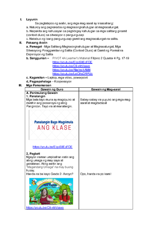 Lesson Plan in English 2 Quarter 4 Week 2 - Lesson Plan in English 2 ...