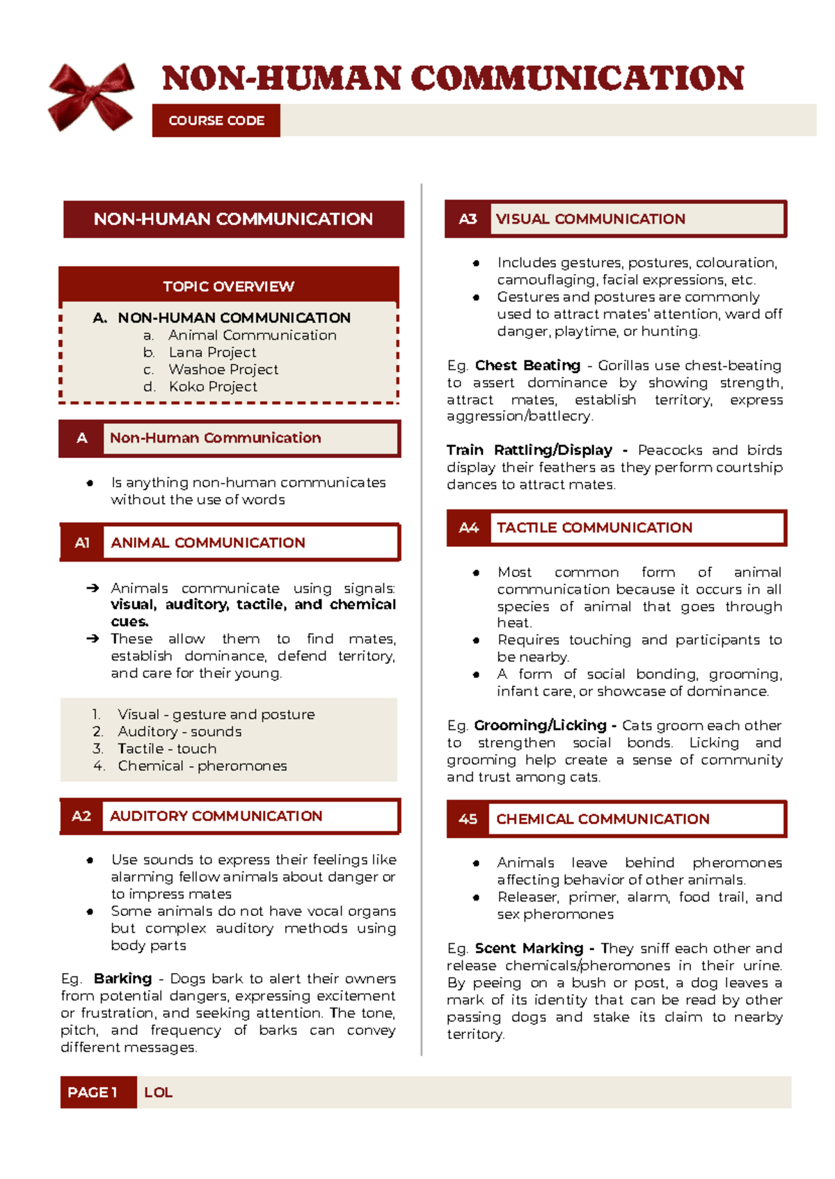 Non-Human Communication: Insights from Animal Studies - Studocu