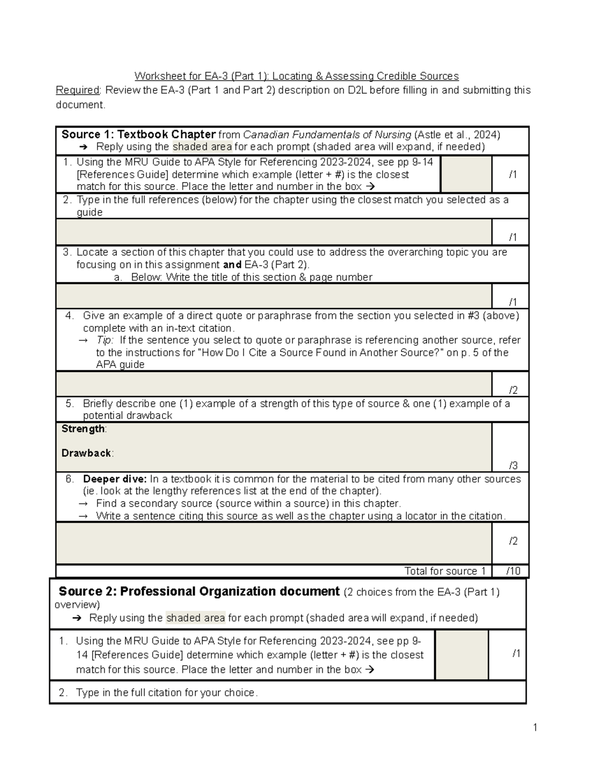 EA-3 (Part 1) Worksheet: Locating & Assessing Credible Sources - Studocu