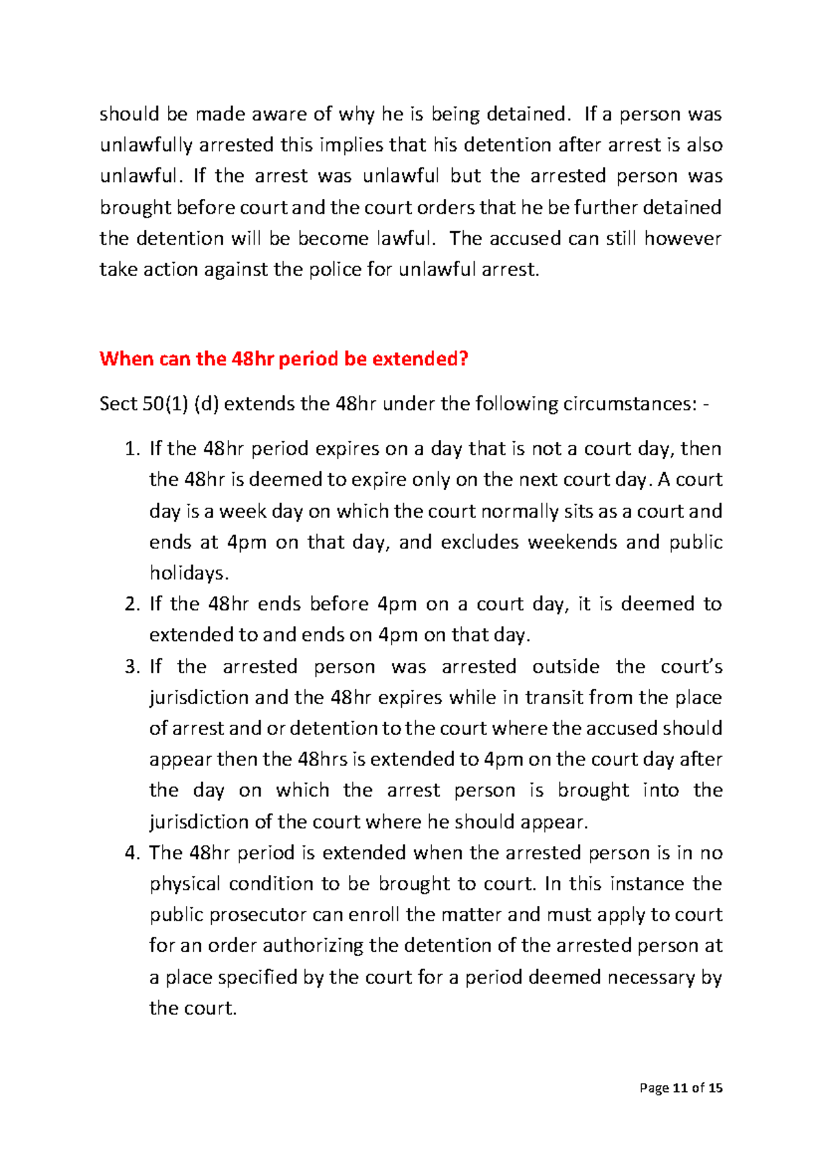Section 50: Detention and Use of Force in Arrest Procedures - Studocu