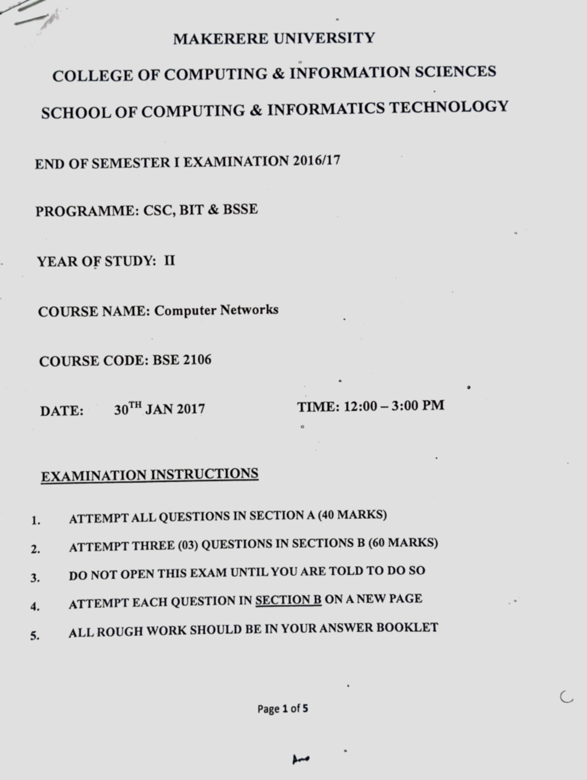 Computer networks paper 1-1 - Computer science - Studocu