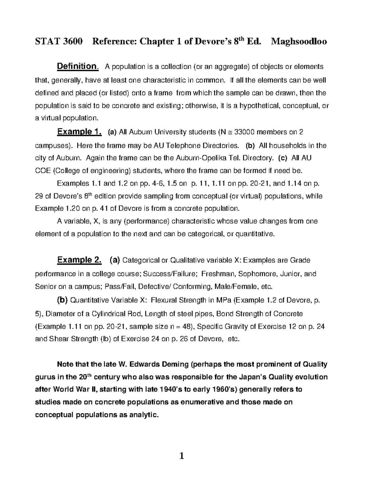 STAT 3600 Lecture Notes: Chapter 1 Overview and Key Concepts - Studocu