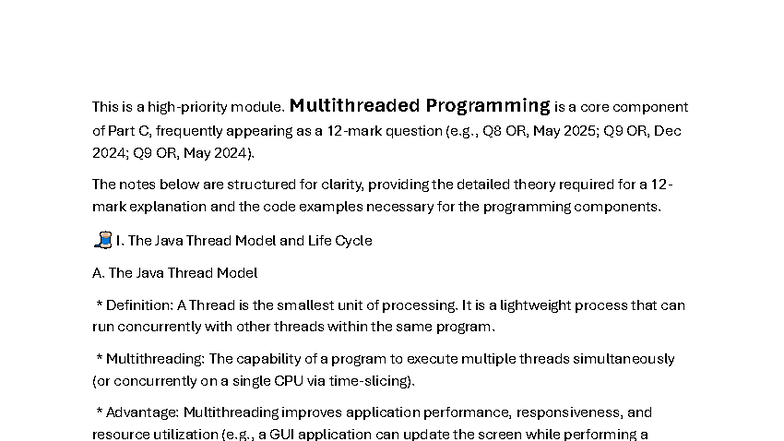 Java 8 - Essential Notes on Multithreaded Programming Concepts - Studocu