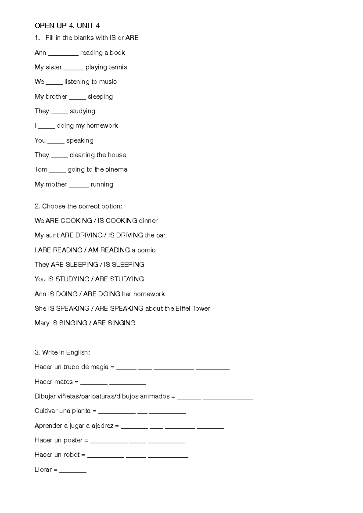 Open Up 4 - Unit 4: Ejercicios Prácticos de Gramática - Studocu