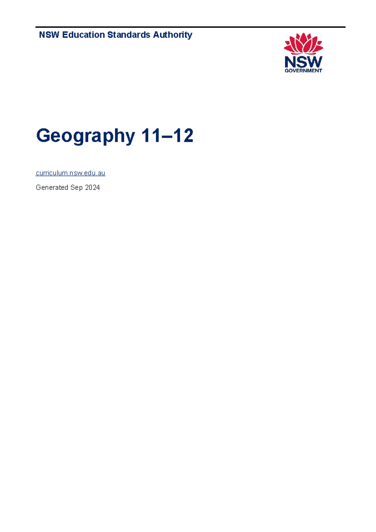 GEO Syllabus 2024: NSW Geography Curriculum Overview - Studocu