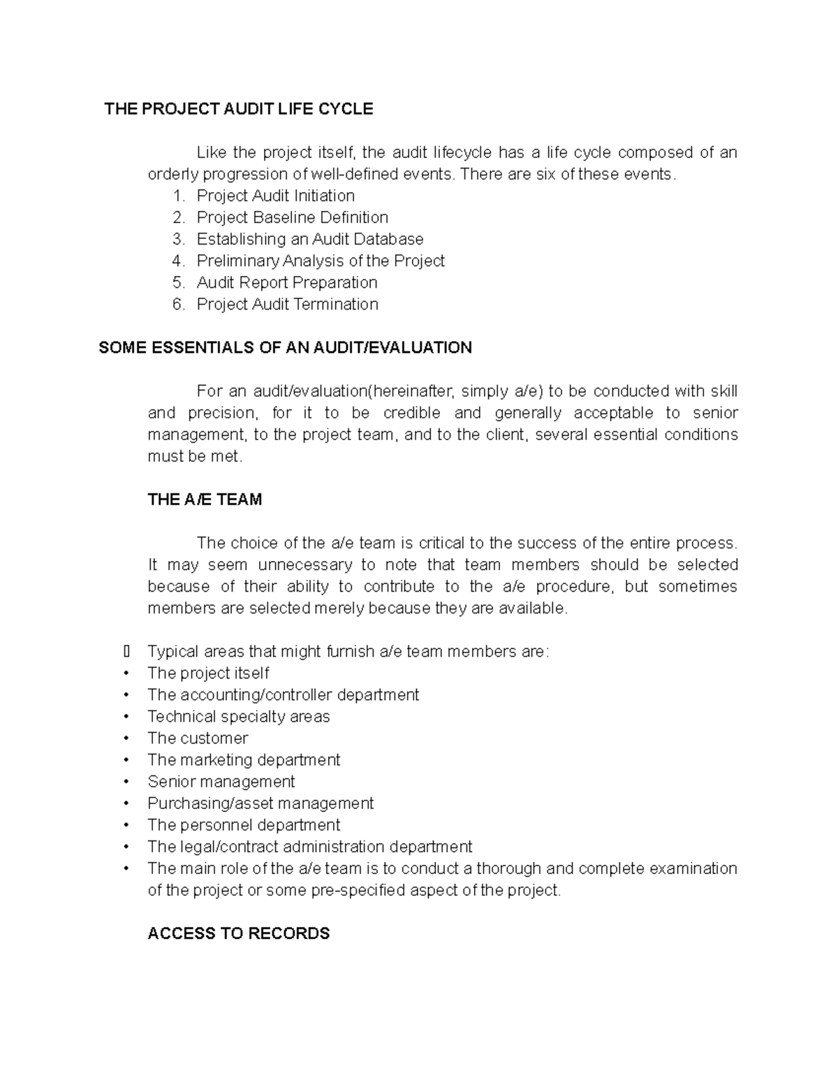 Project Audit Life Cycle Overview and Key Essentials - Studocu