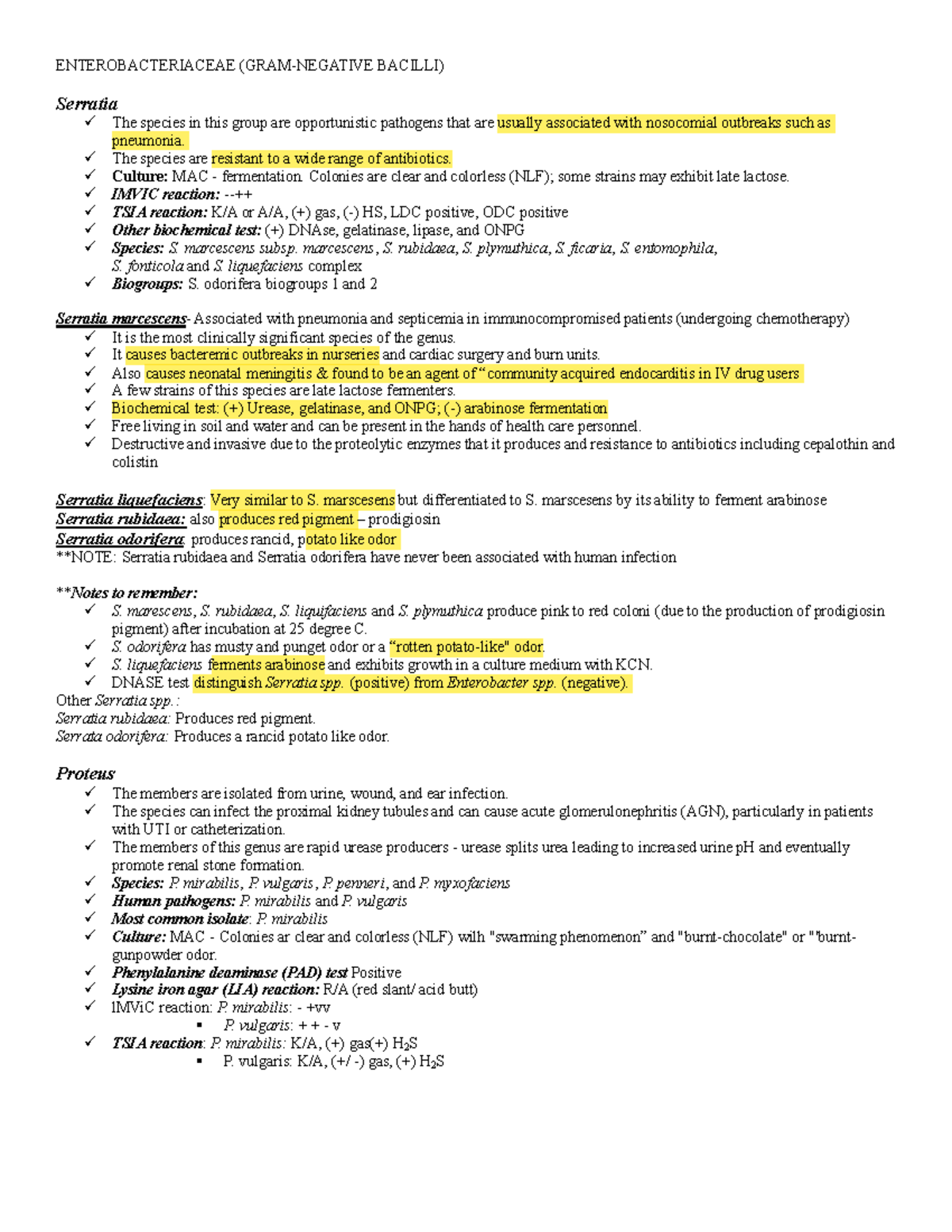 Enterobacteriaceae Overview: Pathogenic Species & Characteristics - Studocu