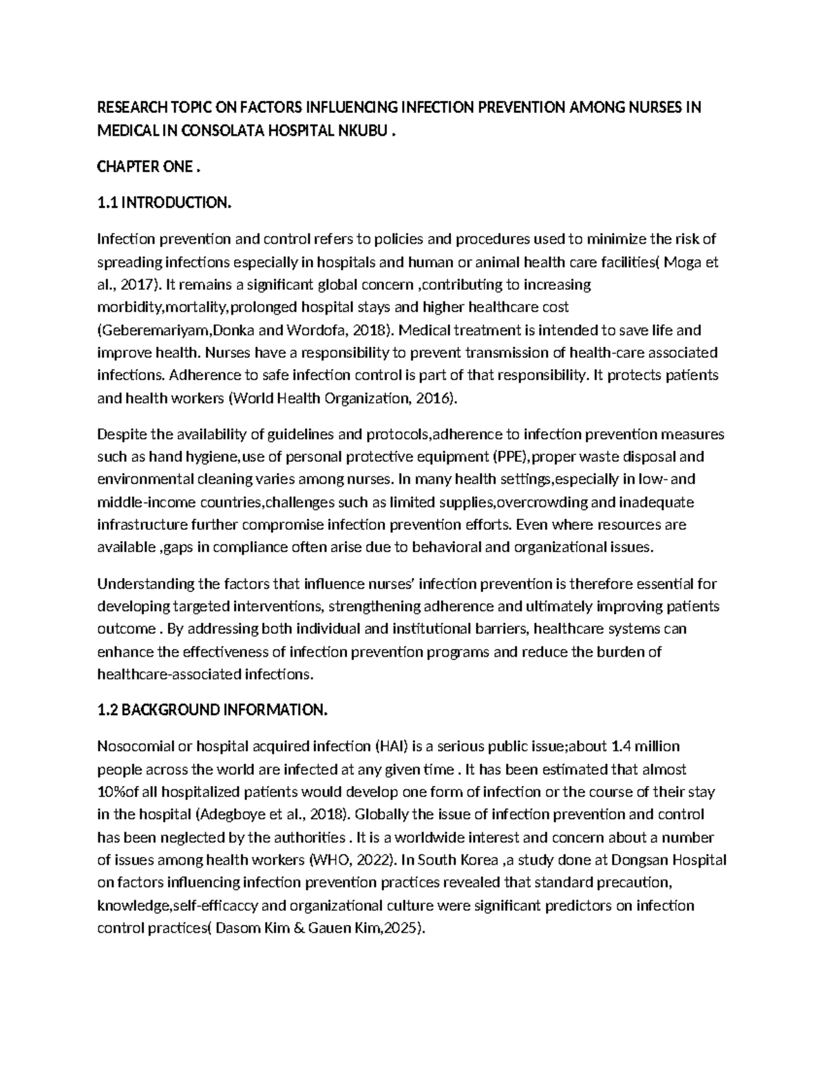 Factors Influencing Infection Prevention Among Nurses at Consolata ...