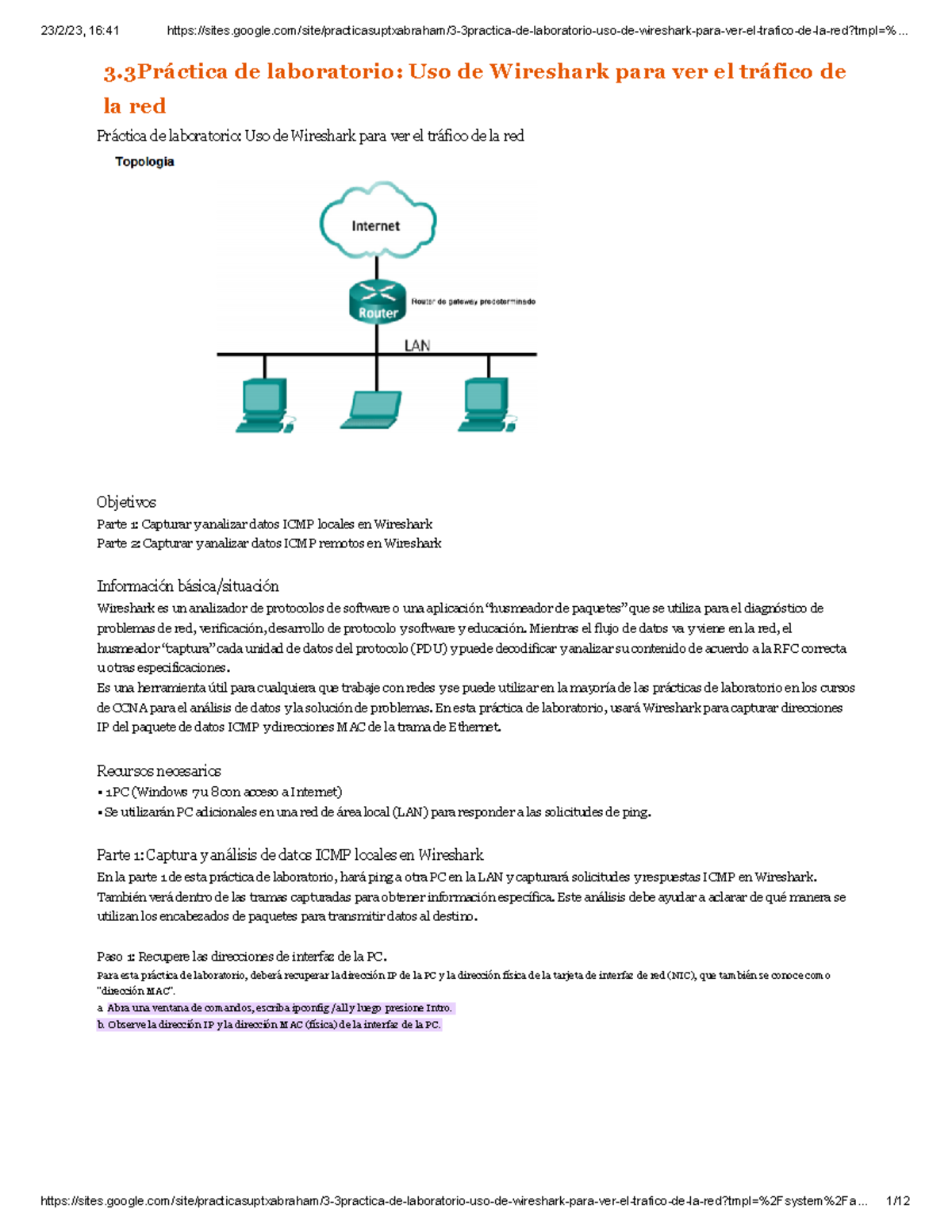 Práctica de Laboratorio: Wireshark para Análisis de Tráfico de Red - Studocu
