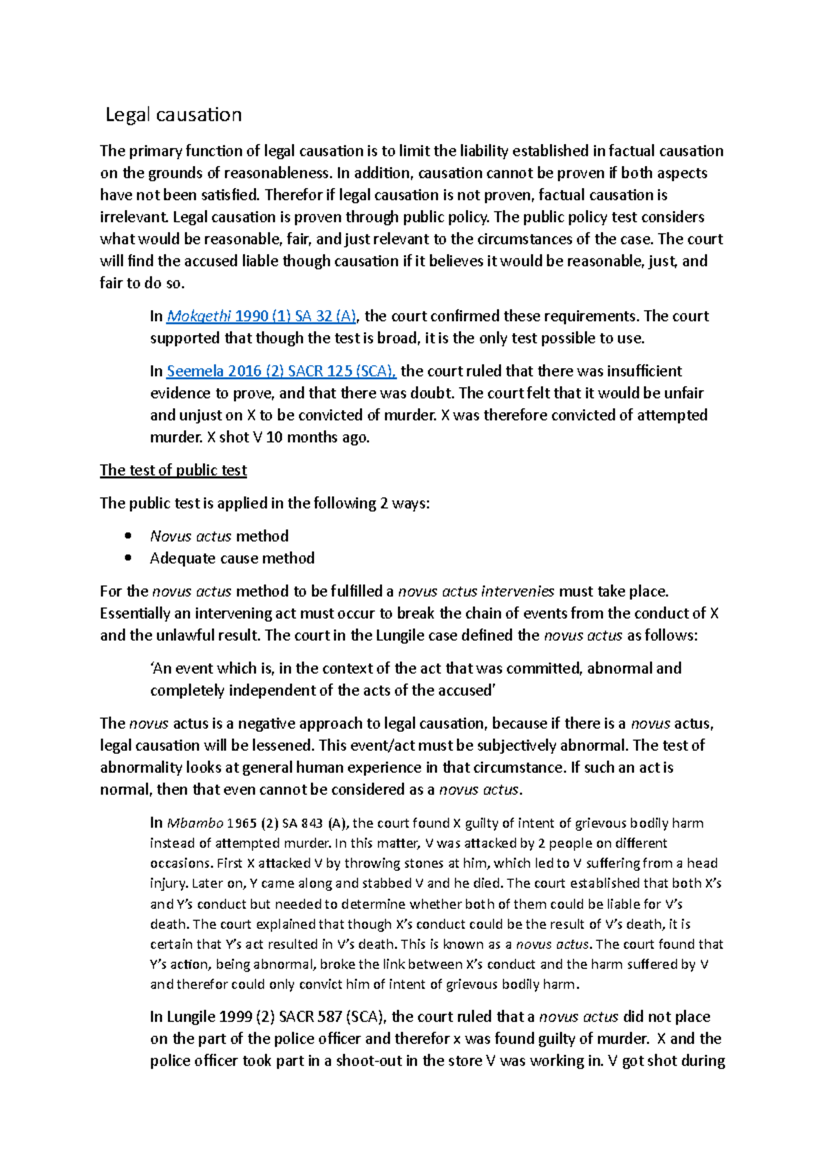 Ch. 5 Legal Causation: Exploring Reasonableness and Liability - Studocu