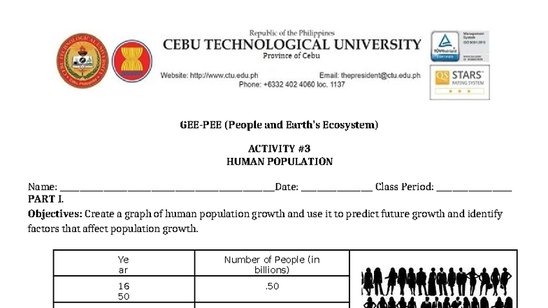 Human Population Growth Activity (ECO 101) - Studocu