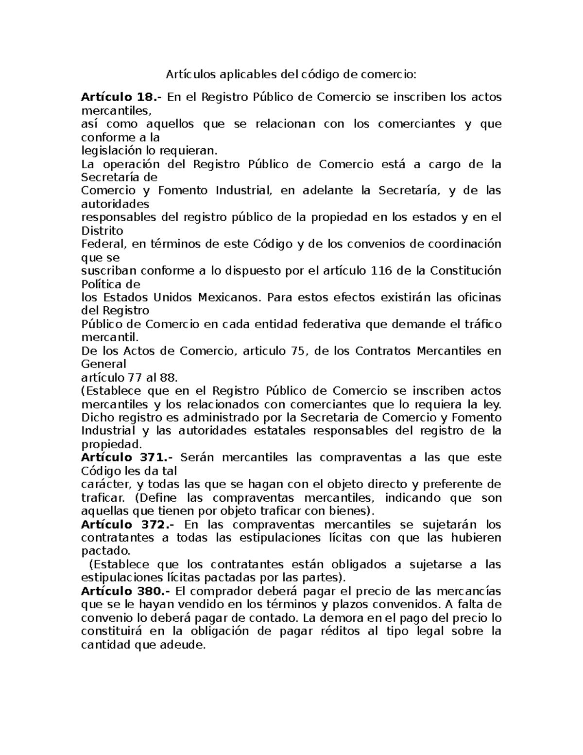 Artículos Clave Del Código De Comercio Para Estudio Legal Studocu