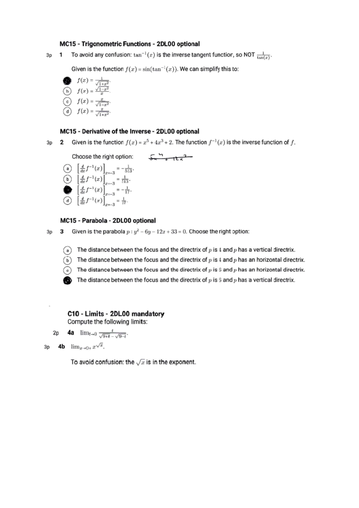 Calculus 101 Final Exam - Practice Questions and Solutions - Studeersnel