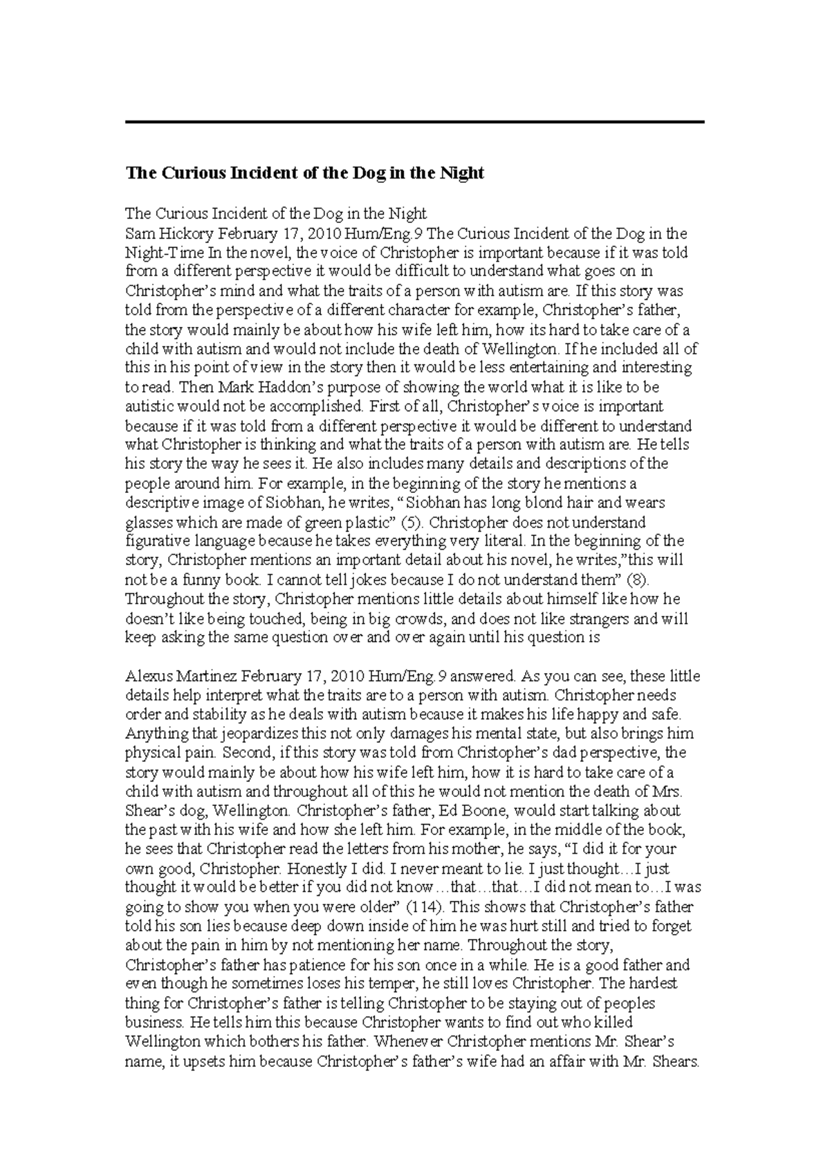 Essay Analysis: The Curious Incident of the Dog in the Night-Time - Studocu