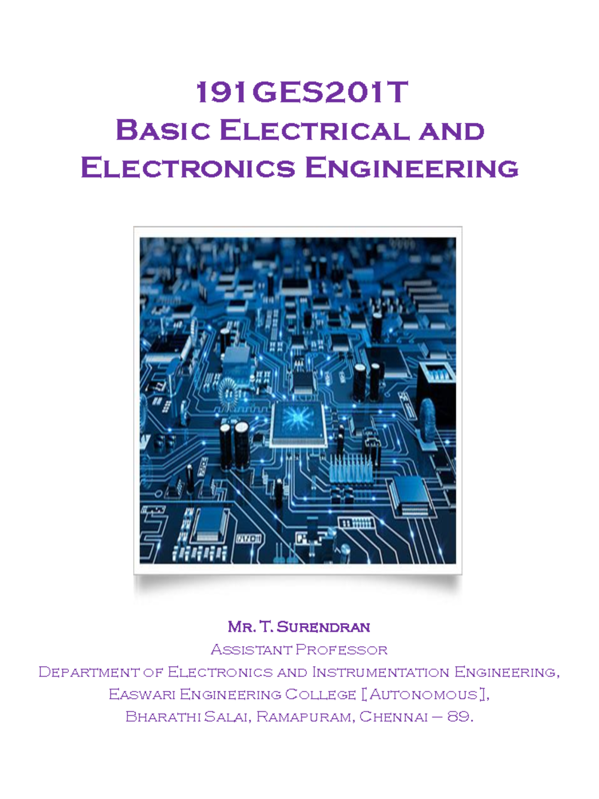 191GES201T Basic Electrical & Electronics Engineering Full Notes - Studocu