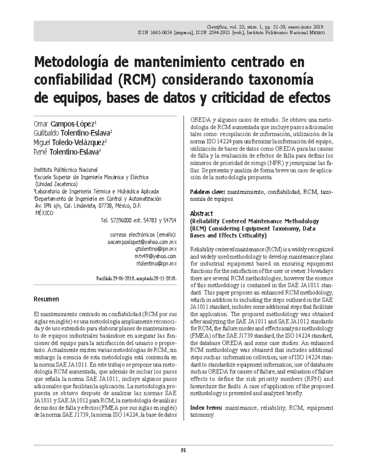Metodología RCM Ampliada: Taxonomía y Análisis de Fallas en Equipos - Studocu
