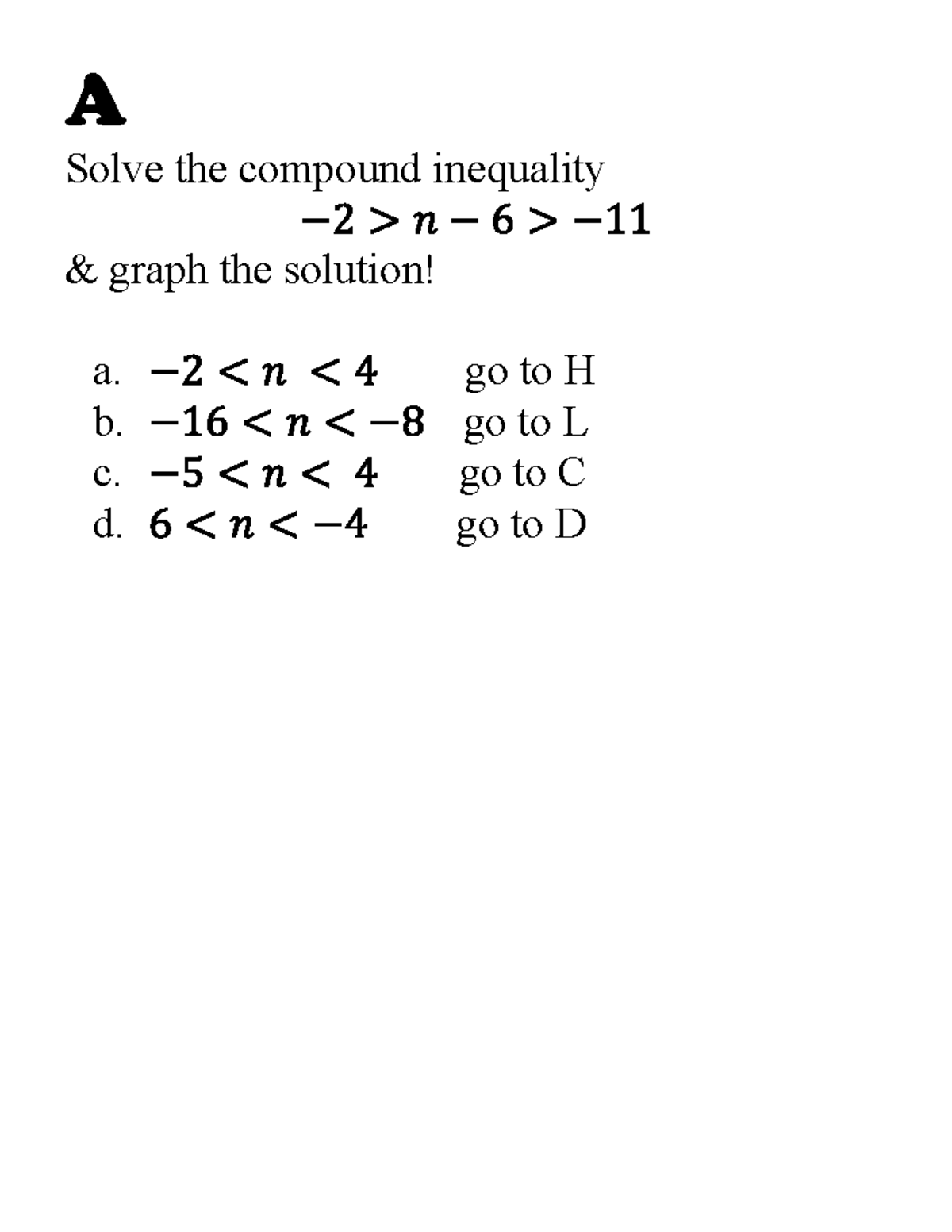 Copy of Compound Inequality Review - A Solve the compound inequality ...