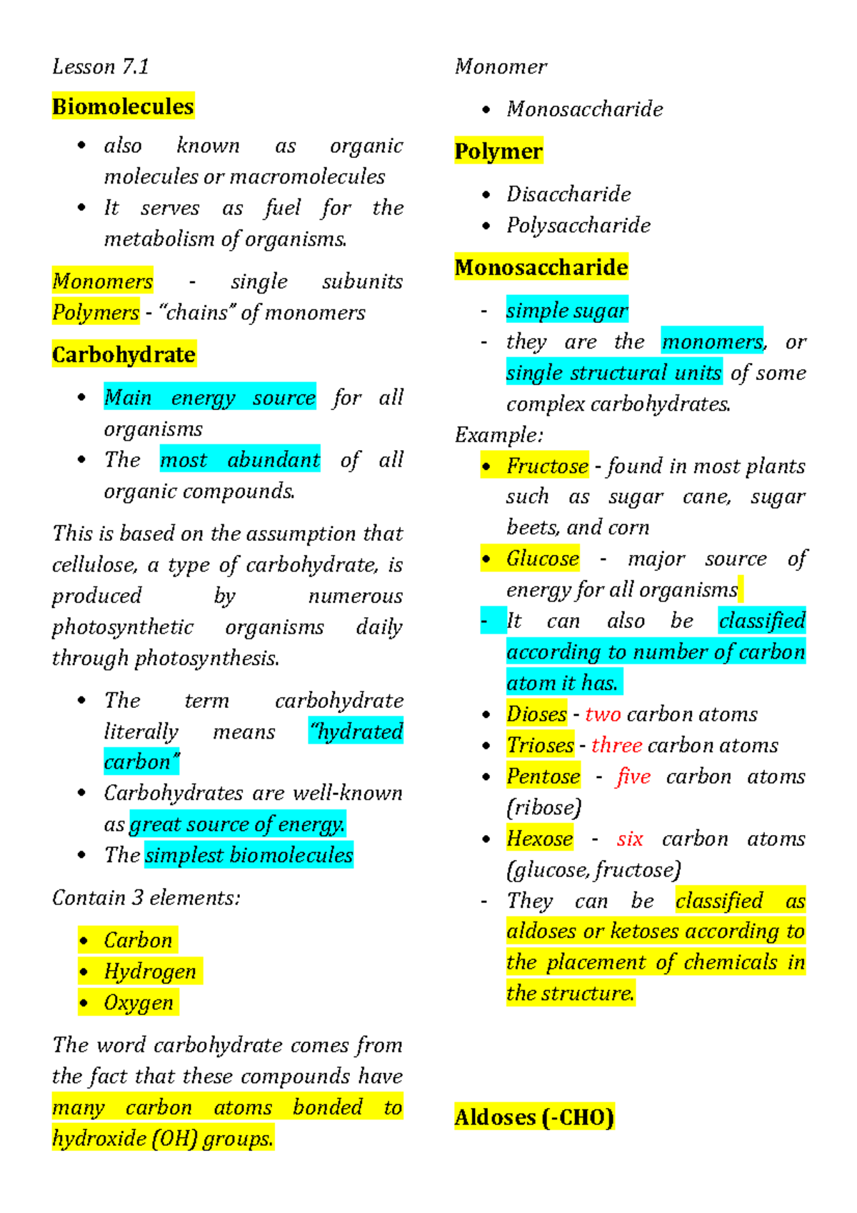 Lesson-7.1-Biomolecules - Lesson 7. Biomolecules also known as organic ...