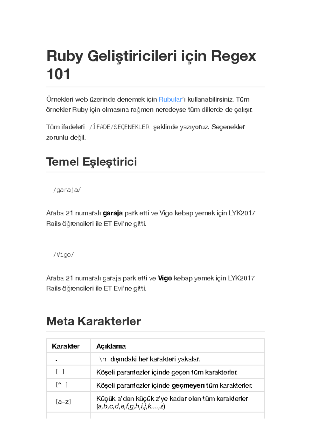 Regex-101 - NA. - Ruby Geliştiricileri için Regex 101 Örnekleri web ...