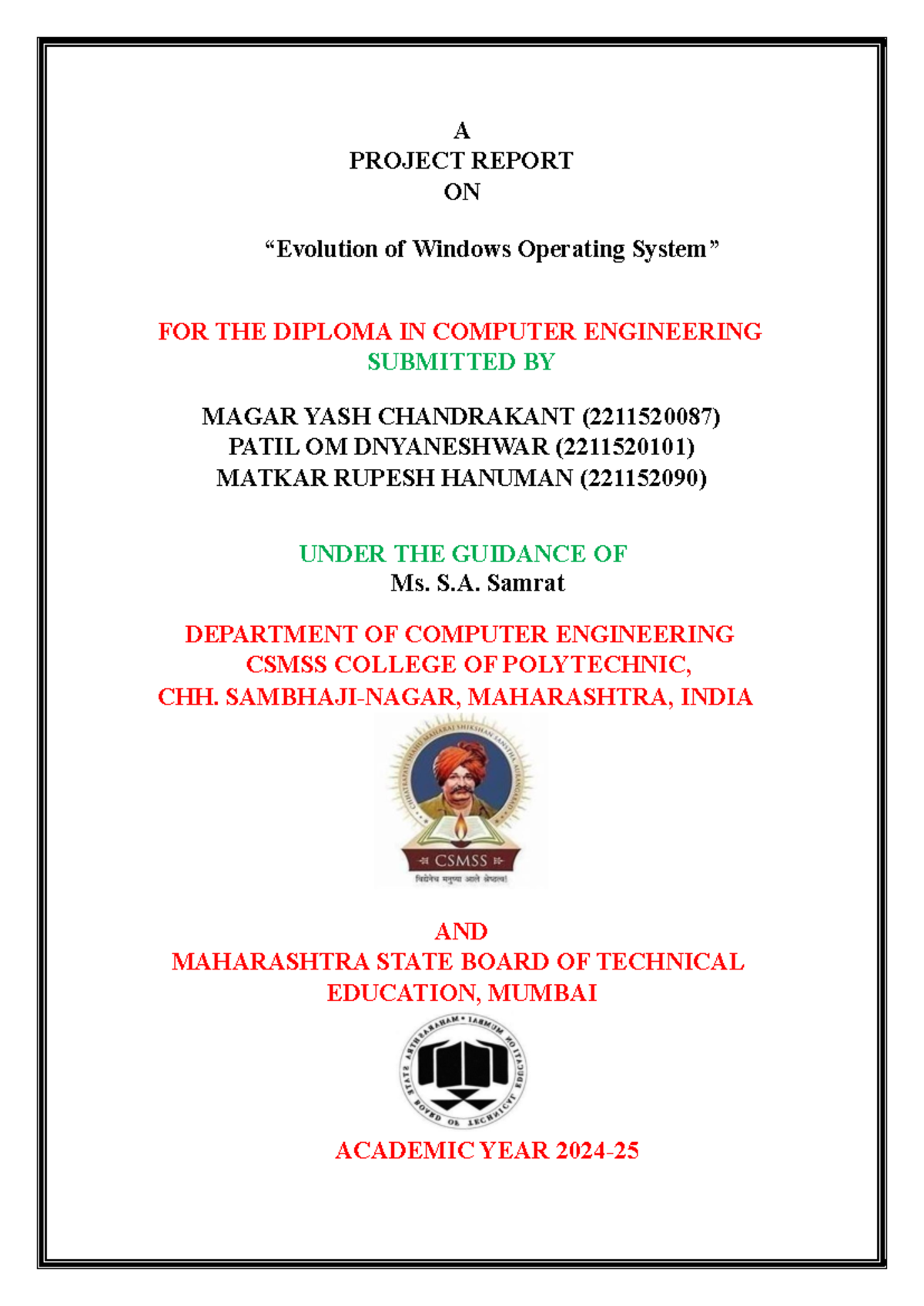 OSY - Summary Computer science - A PROJECT REPORT ON “Evolution of ...