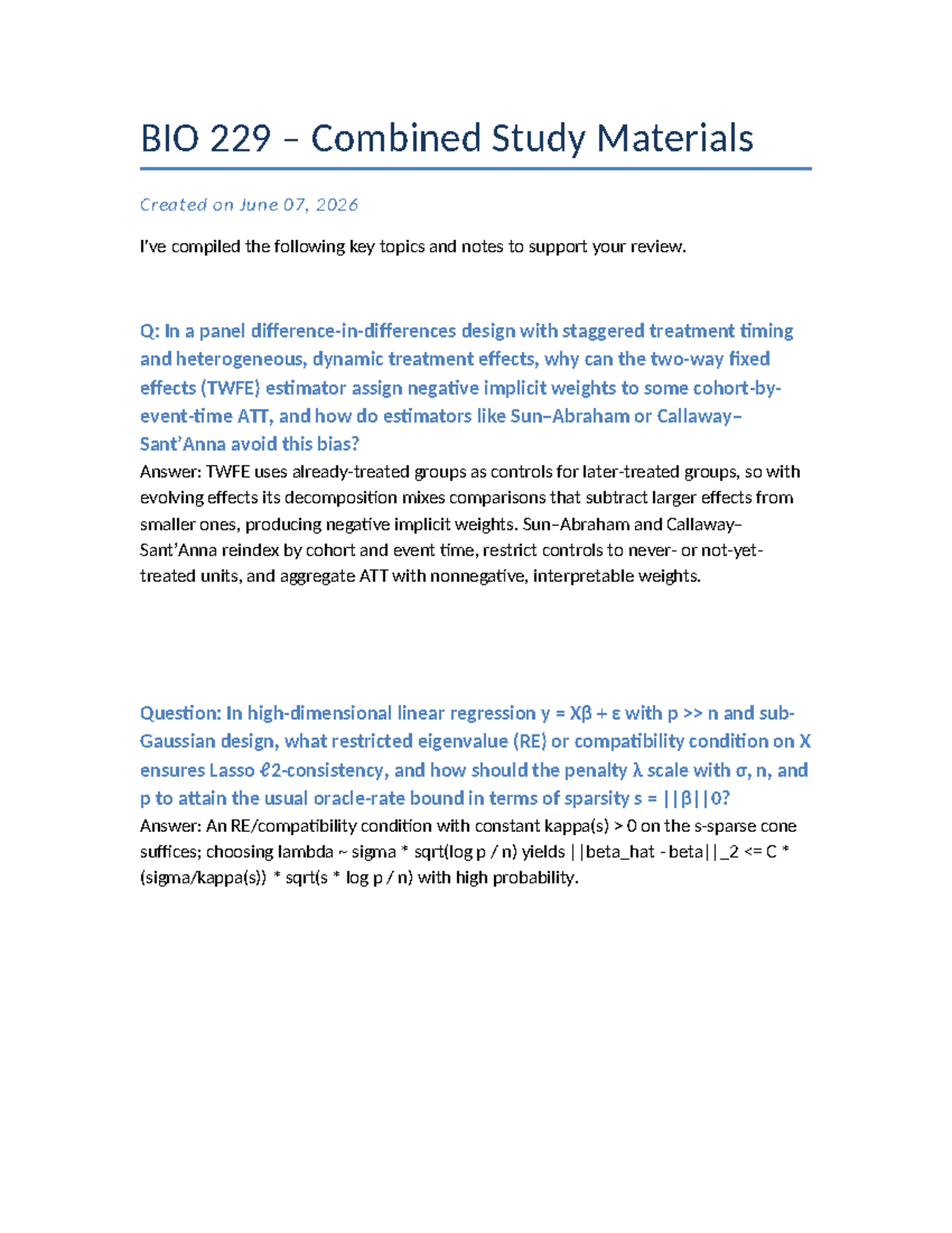 BIO 229 Comprehensive Study Guide for Key Topics and Concepts - Studocu