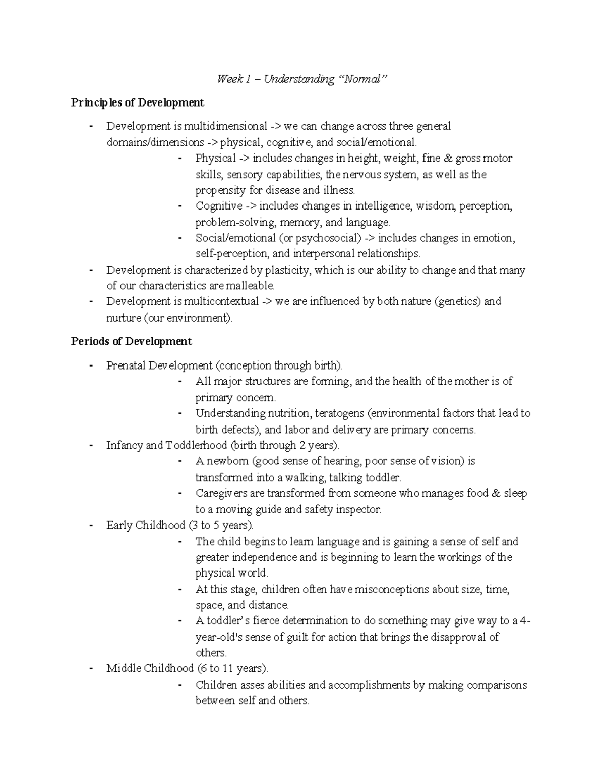 Week 1 – Understanding Principles of Development (PSY 101) - Studocu