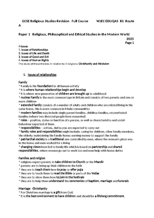 GCSE RS Paper 2 Christianity Revision Notes WJEC EDUQAS 2025 - Studocu
