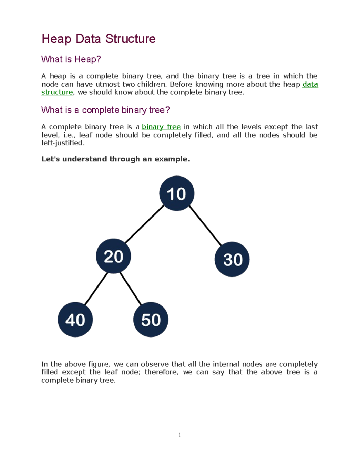 Heap - notes - Heap Data Structure What is Heap? A heap is a complete ...