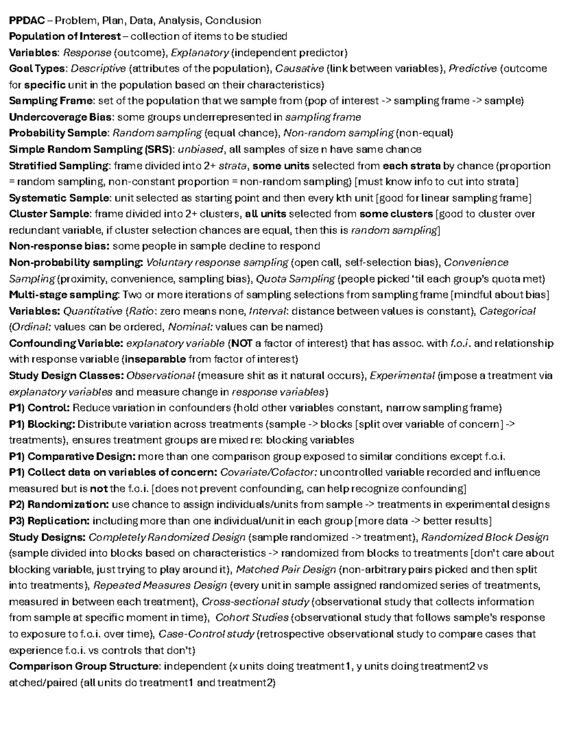 PPDAC Framework: Understanding Sampling & Study Design (2244 Midterm ...