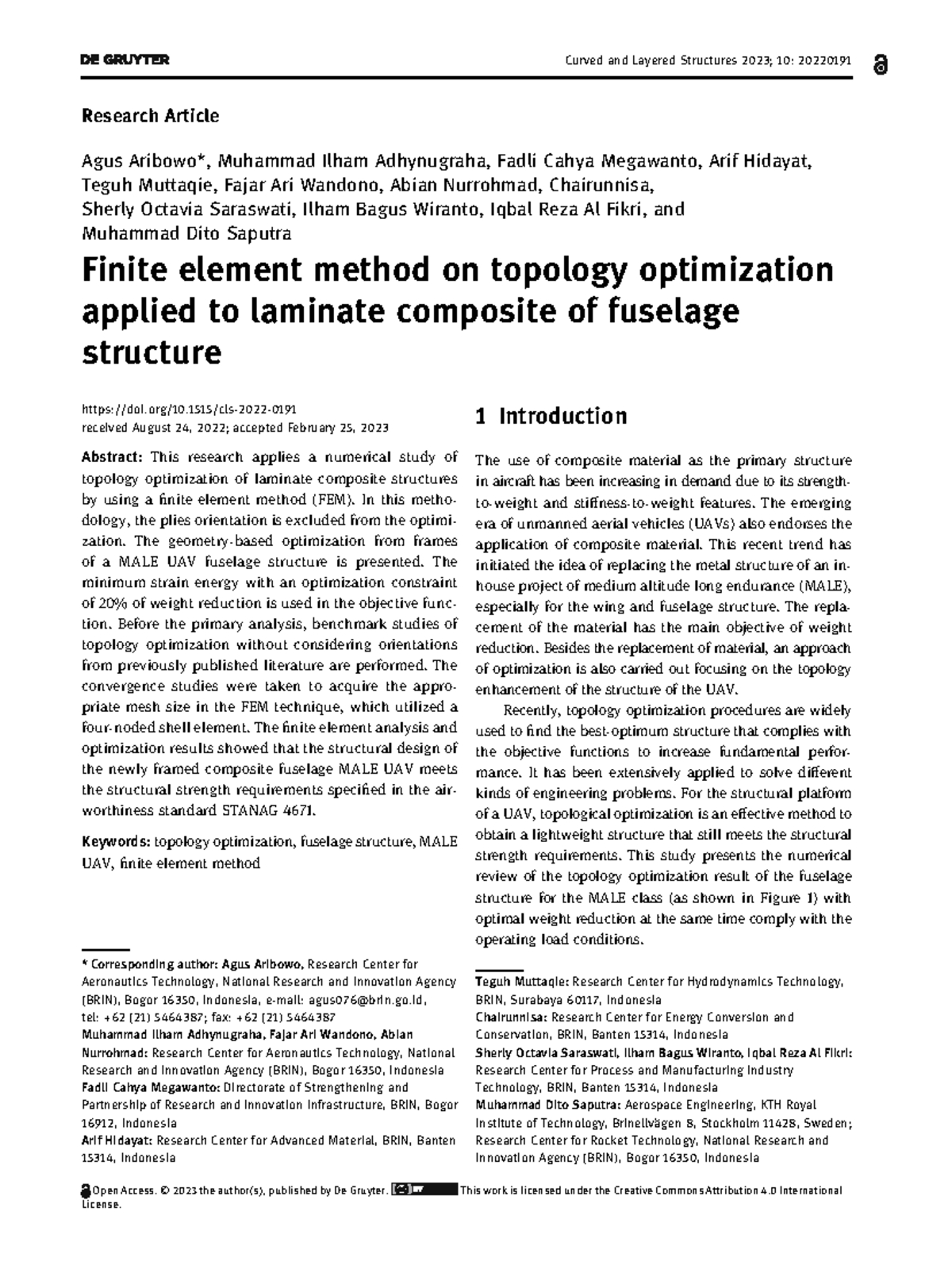 Topology Optimization of Laminate Composite Fuselage Structure for MALE ...