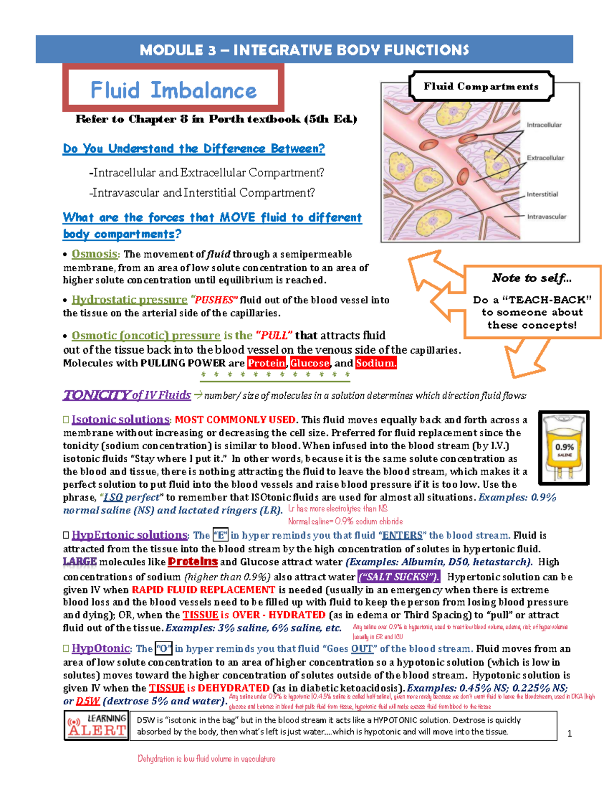 Patho 3: Integrative Body Function - Fluid Imbalance and Electrolytes ...