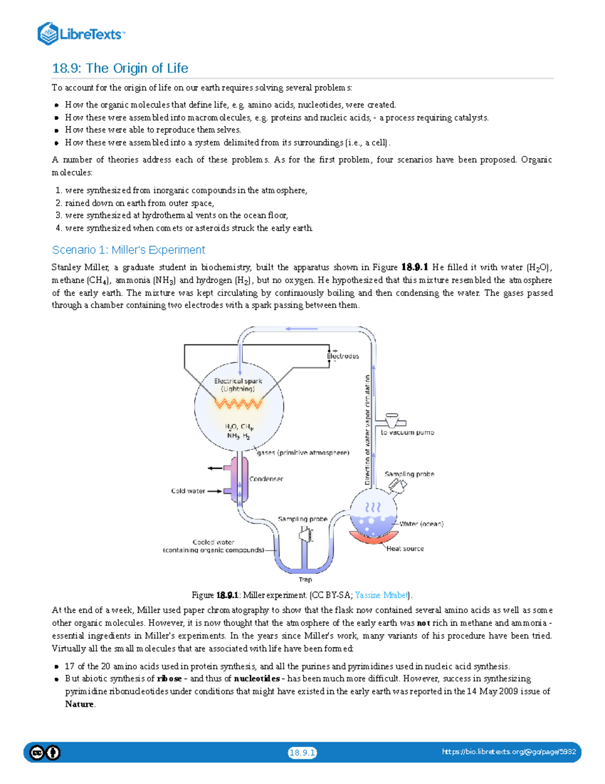 18.9: The Origin of Life - Theories & Experiments in Abiogenesis - Studocu